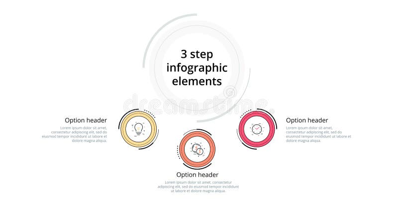 Business Process Chart Infographic with 3 Step Circles. Circular ...