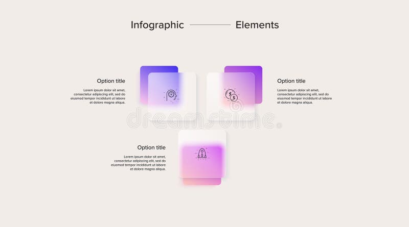 Business Process Chart Infographics with 3 Step Squares. Rectangular ...
