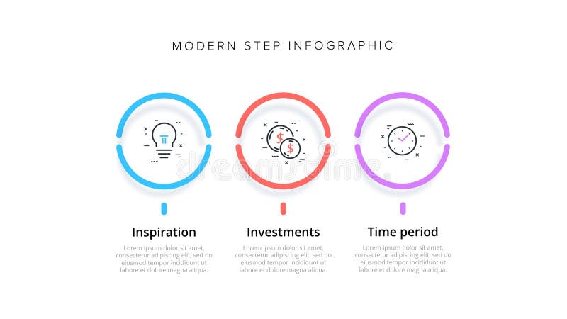 Business Process Chart Infographics with 3 Step Circles. Circular Corporate Workflow Graphic ...