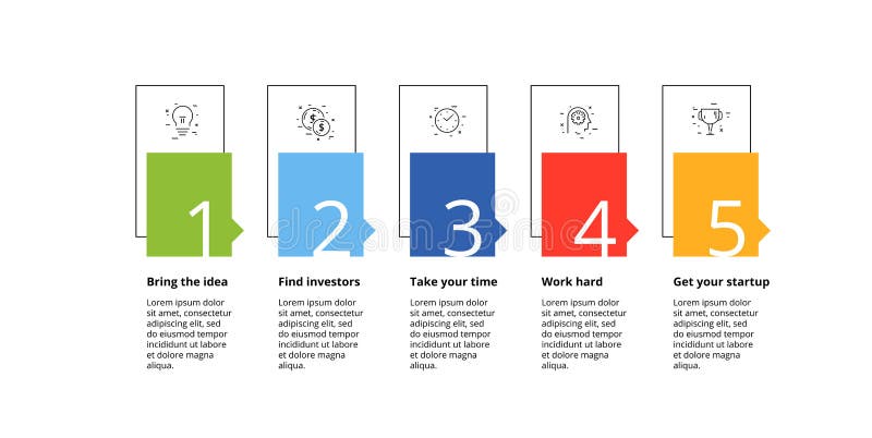 Business Process Chart Infographics with 5 Step Circles. Circular ...