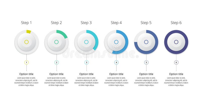 Business Process Chart Infographics with 6 Step Circles. Circular ...