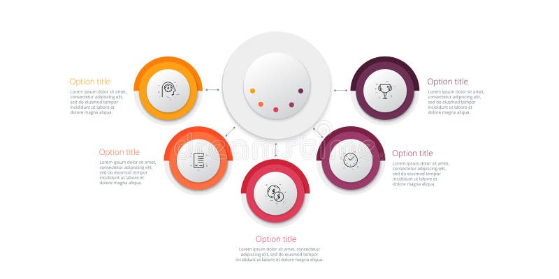 Business Process Chart Infographics with 5 Step Circles. Circular ...