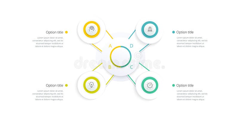 Business Process Chart Infographics with 4 Step Circles. Circular ...