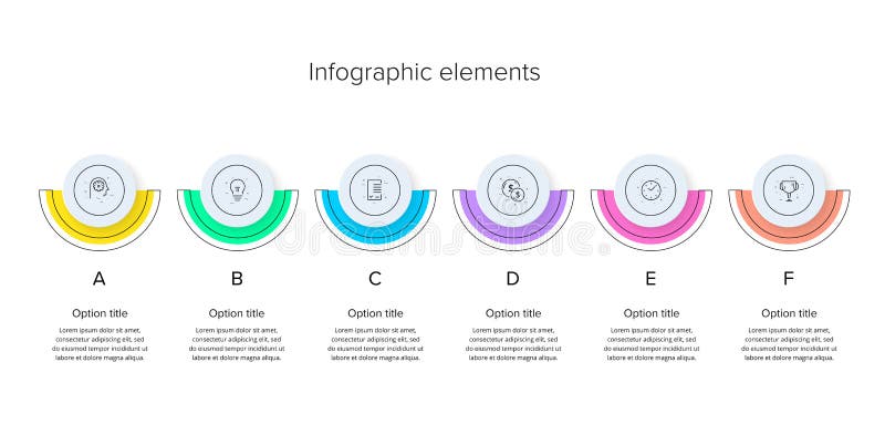 Business Process Chart Infographics with 6 Step Circles. Circular ...