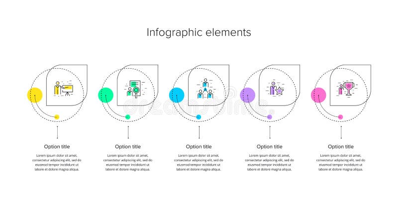 Business Process Chart Infographics with 5 Step Circles. Circular ...