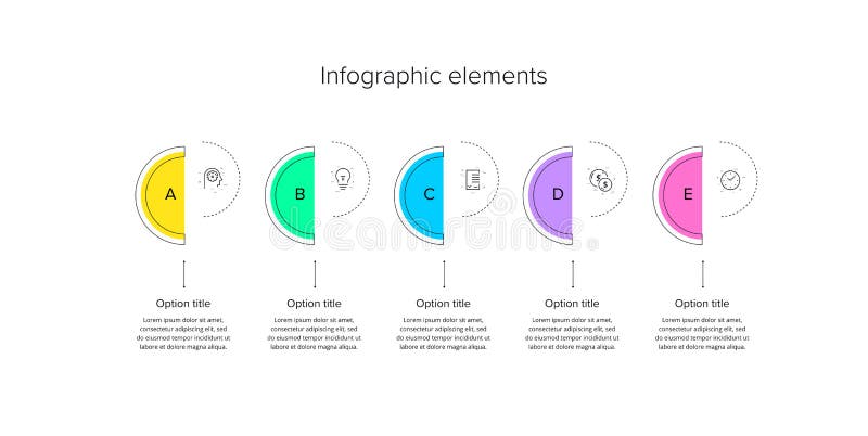 Business Process Chart Infographics with 5 Step Circles. Circular ...