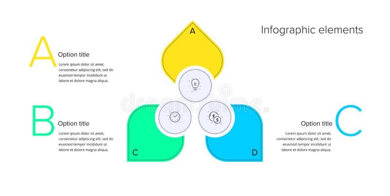 Business Process Chart Infographics with 3 Step Circles. Circular Corporate Workflow Graphic ...
