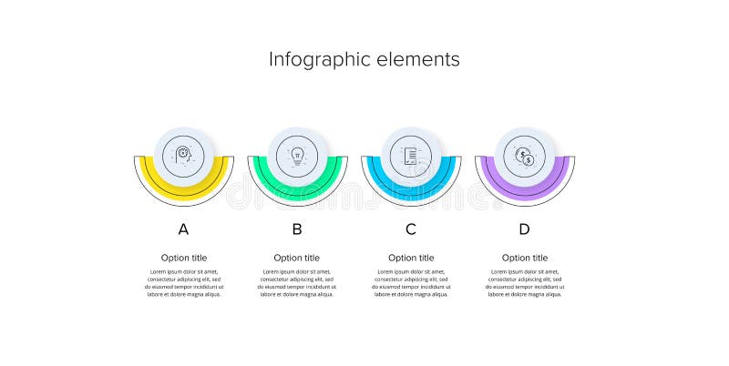 Business Process Chart Infographics with 4 Step Circles. Circular ...