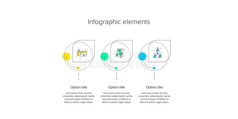 Business Process Chart Infographics with 3 Step Circles. Circular Corporate Workflow Graphic ...