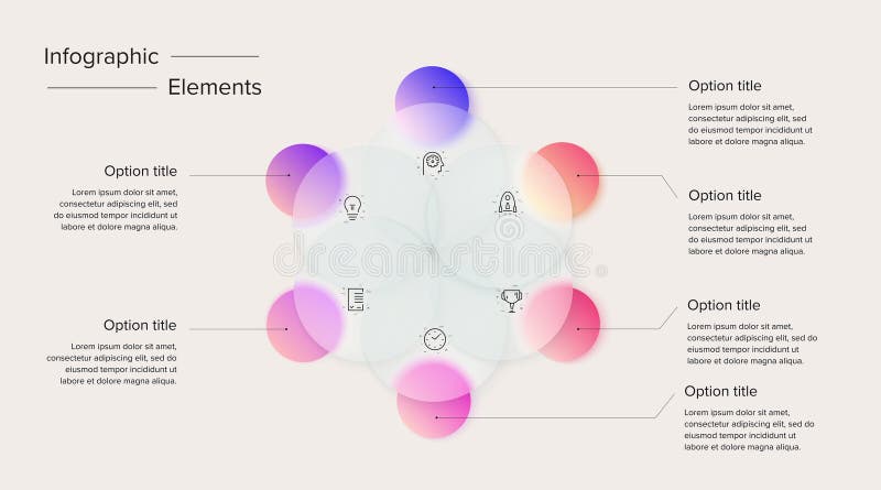 Business Process Chart Infographics with 6 Step Circles. Circular ...
