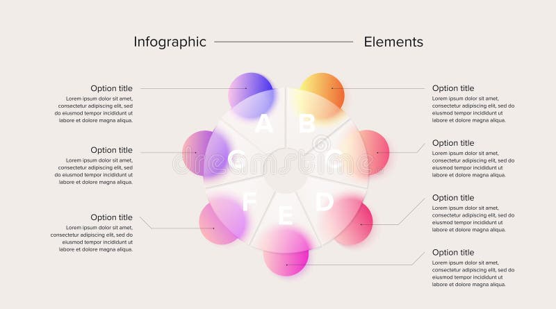 Business Process Chart Infographics with 7 Step Circles. Circular ...