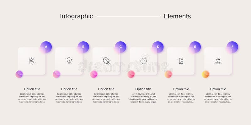 Business Process Chart Infographics with 6 Step Circles. Circular ...