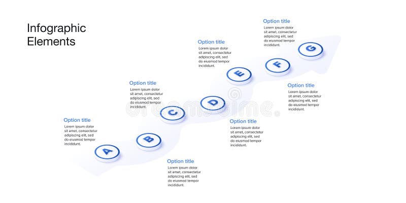 Business Process Chart Infographics with 7 Step Circles. Circular ...