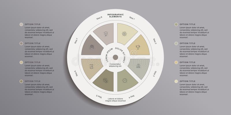 Business Process Chart Infographics with 8 Step Circles. Round Workflow ...