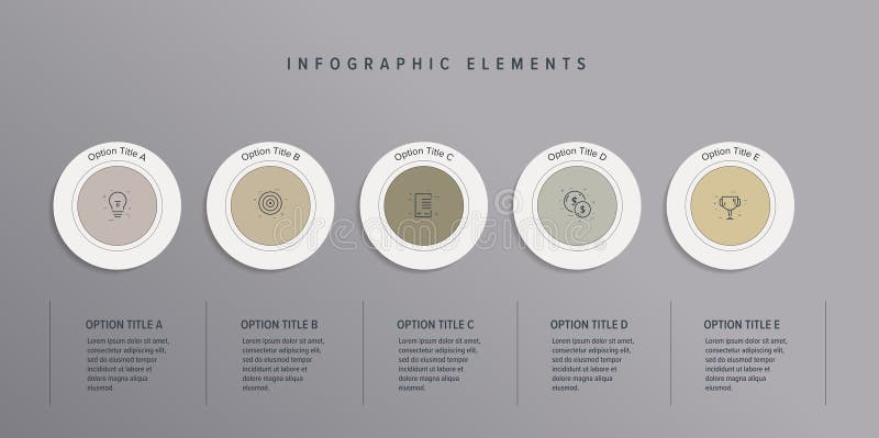 Business Process Chart Infographics with 5 Step Circles. Round Workflow ...