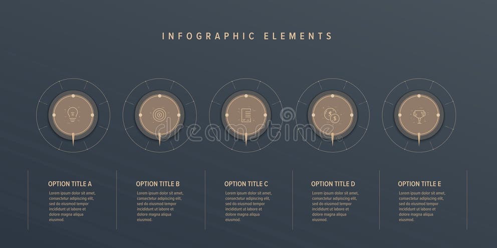 Business Process Chart Infographics with 5 Step Circles. Round Workflow ...