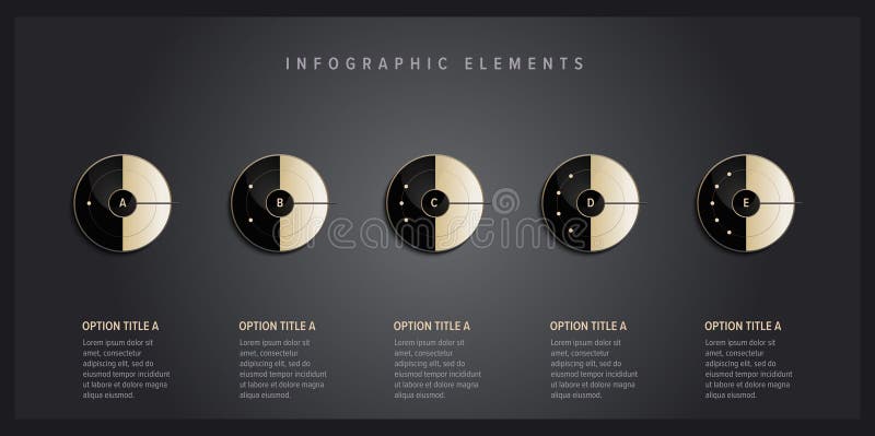 Business Process Chart Infographics with 5 Step Circles. Round Workflow ...