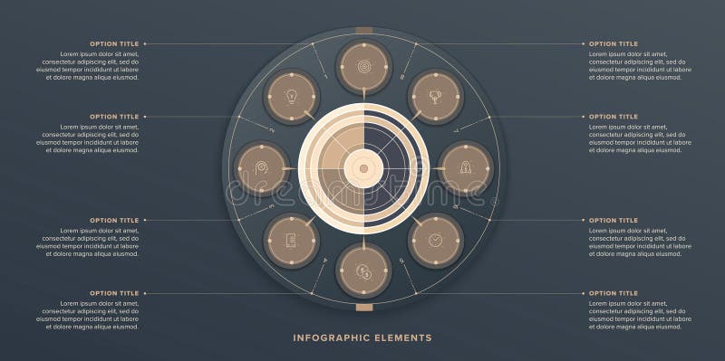 Business Process Chart Infographics with 8 Step Circles. Round Workflow ...