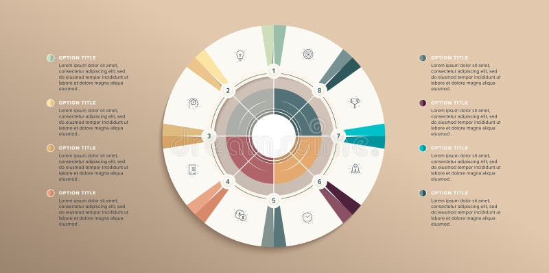 Business Process Chart Infographics with 8 Step Circles. Round Workflow ...