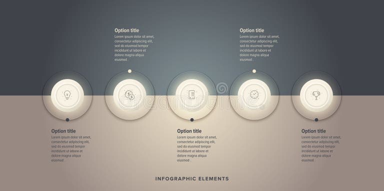Business Process Chart Infographics with 5 Step Circles. Round Workflow ...