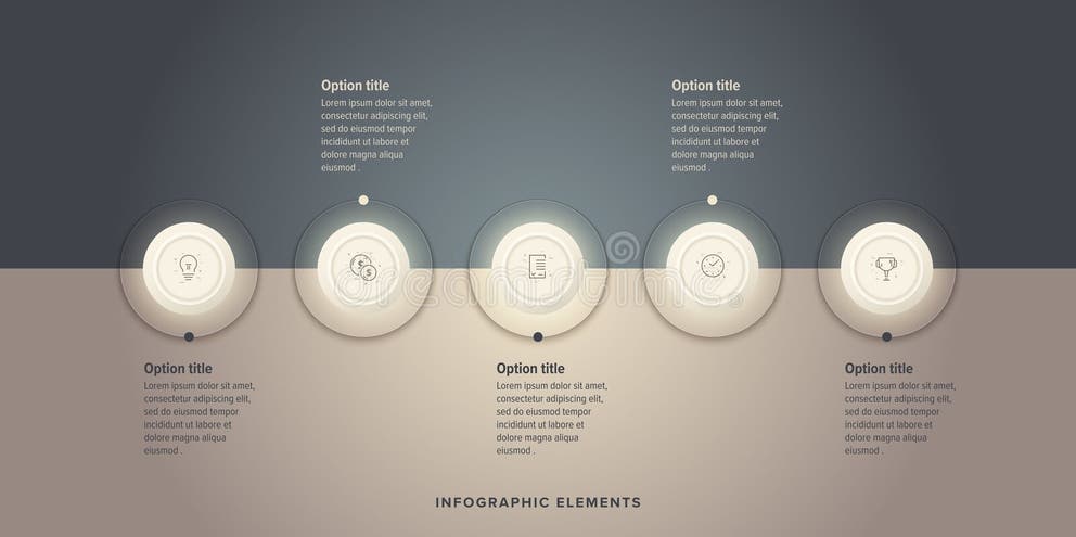 Business Process Chart Infographics with 5 Step Circles. Round Workflow ...