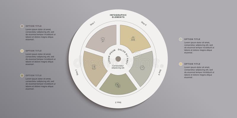 Business Process Chart Infographics with 5 Step Circles. Round Workflow ...