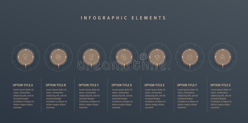 Business Process Chart Infographics with 7 Step Circles. Round Workflow ...