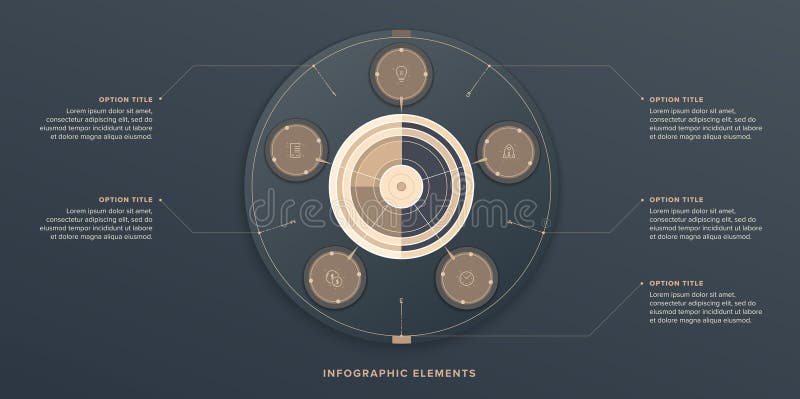 Business Process Chart Infographics with 5 Step Circles. Round Workflow ...
