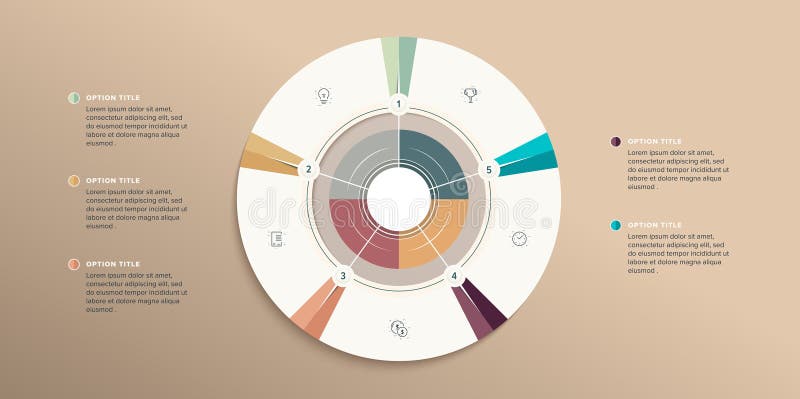 Business Process Chart Infographics with 5 Step Circles. Round Workflow ...