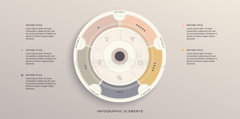Business Process Chart Infographics with 5 Step Circles. Round Workflow ...