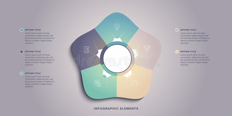 Business Process Chart Infographics with 5 Step Circles. Round Workflow ...