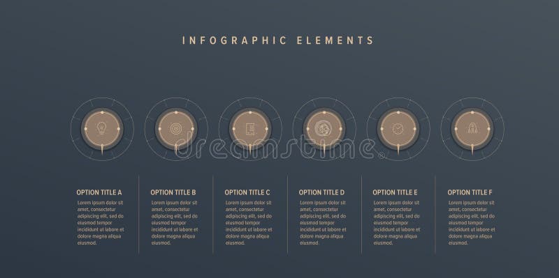 Business Process Chart Infographics with 6 Step Circles. Round Workflow ...