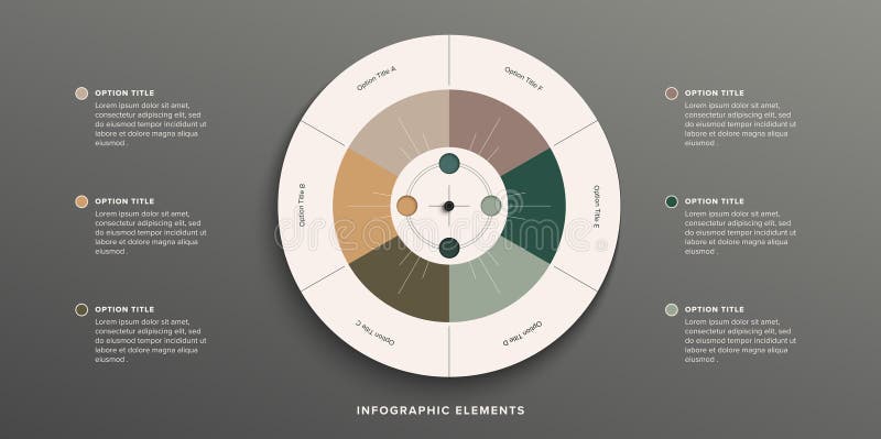 Business Process Chart Infographics with 6 Step Circles. Round Workflow ...