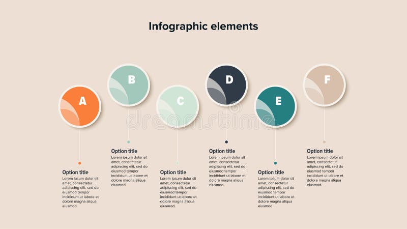 Business Process Chart Infographics with 6 Step Circles. Round Workflow ...