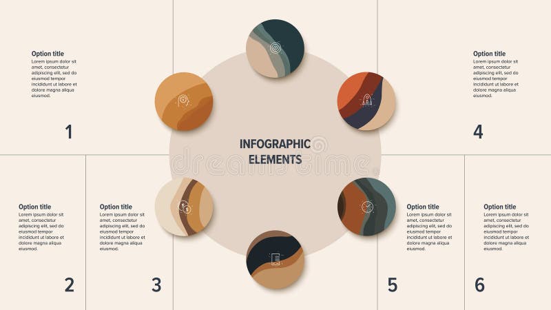Business Process Chart Infographics with 6 Step Circles. Round Workflow ...