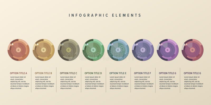 Business Process Chart Infographics with 8 Step Circles. Round Workflow ...