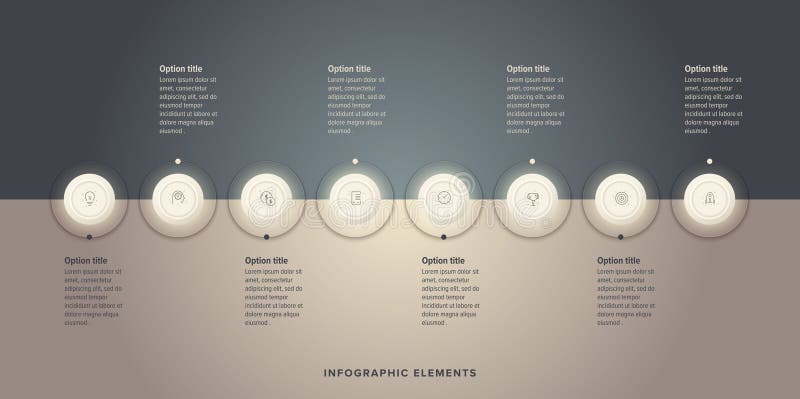 Business Process Chart Infographics with 8 Step Circles. Round Workflow ...