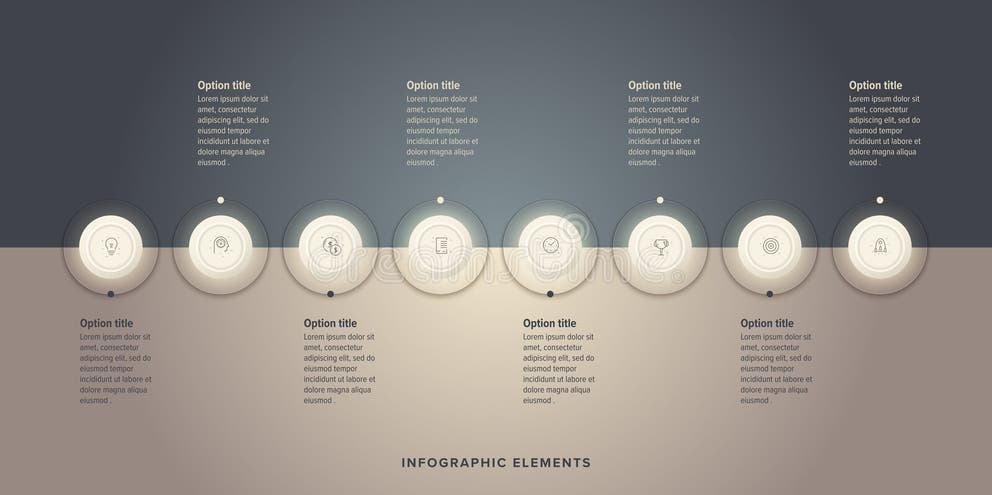 Business Process Chart Infographics with 8 Step Circles. Round Workflow ...