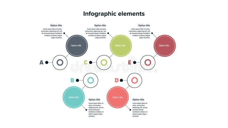 Business Process Chart Infographics with 5 Step Squares. Rectangular ...