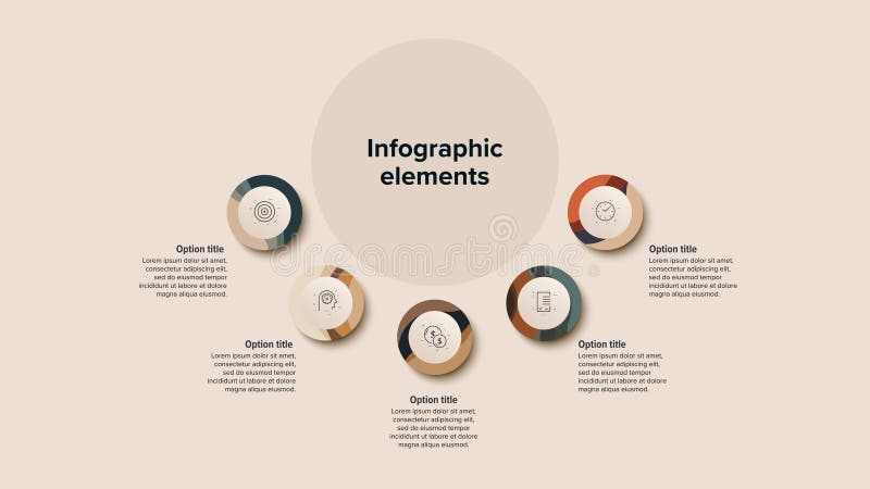 Business Process Chart Infographics with 5 Step Circles. Round Workflow ...