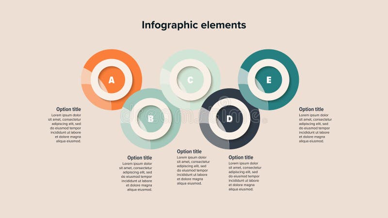 Business Process Chart Infographics with 5 Step Circles. Round Workflow ...