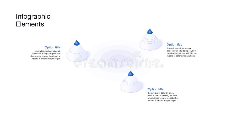 Business Process Chart Infographics with 3 Step Cones. Cubic Corporate ...