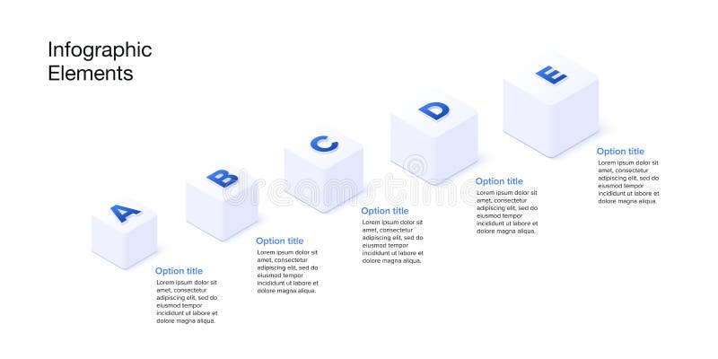 Business Process Chart Infographics with 5 Step Cubes. Cubic Corporate ...