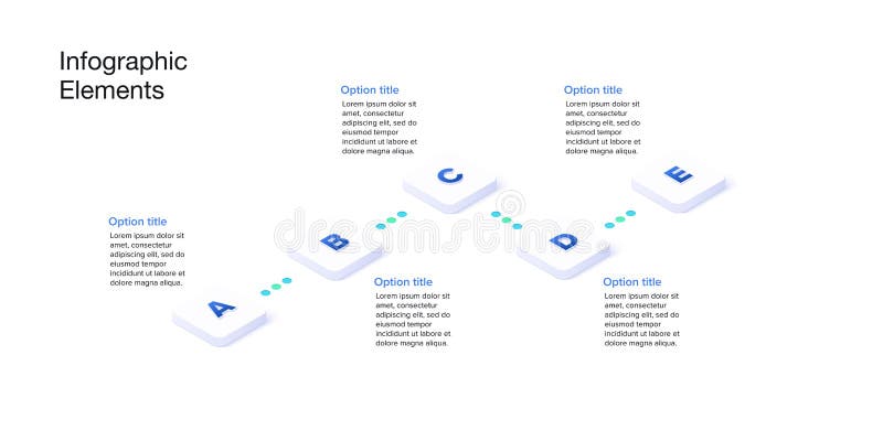Business Process Chart Infographics with 5 Step Cubes. Cubic Corporate ...