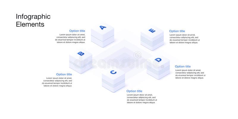 Business Process Chart Infographics with 5 Step Cubes. Cubic Corporate ...