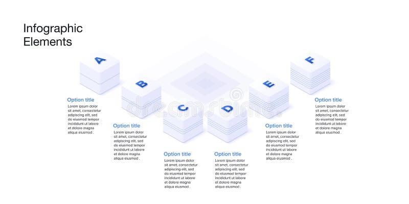 Business Process Chart Infographics with 6 Step Cubes. Cubic Corporate ...