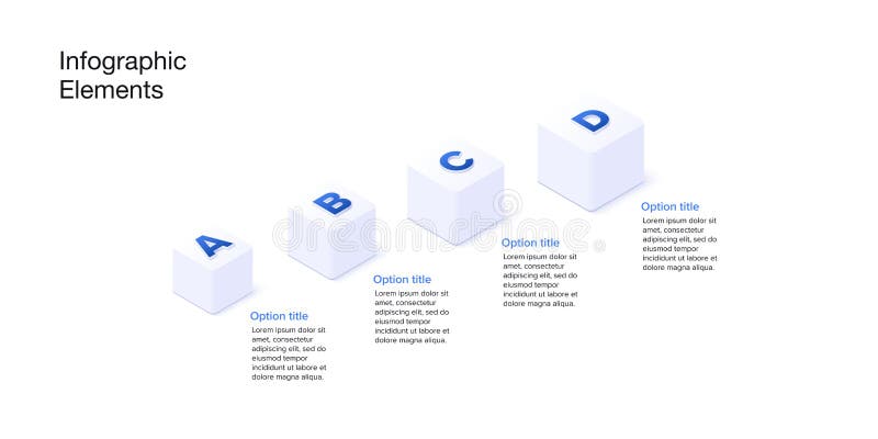 Business Process Chart Infographics with 4 Step Cubes. Cubic Corporate ...
