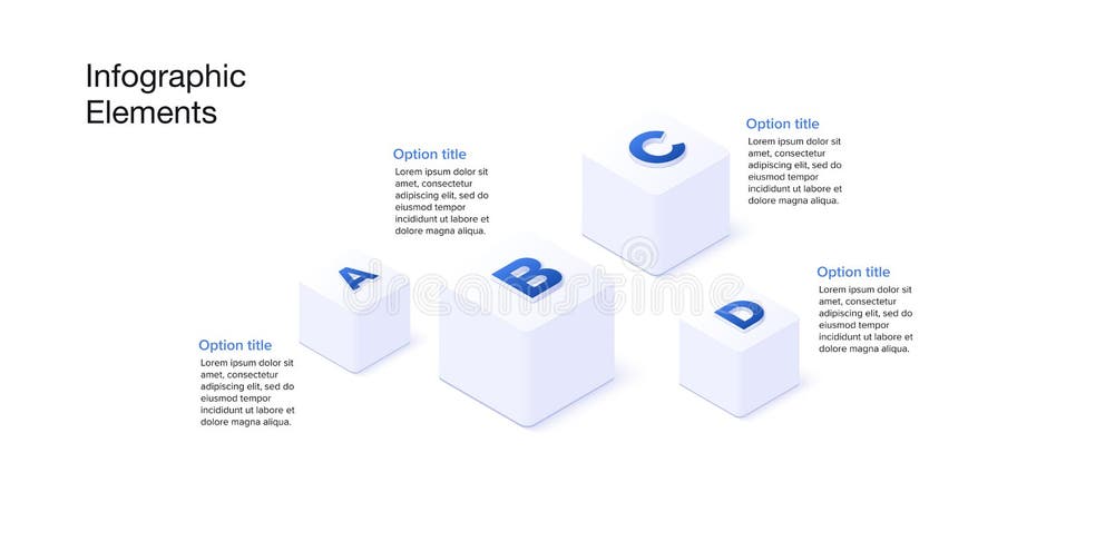 Business Process Chart Infographics with 4 Step Cubes. Cubic Corporate Workflow Graphic Elements ...