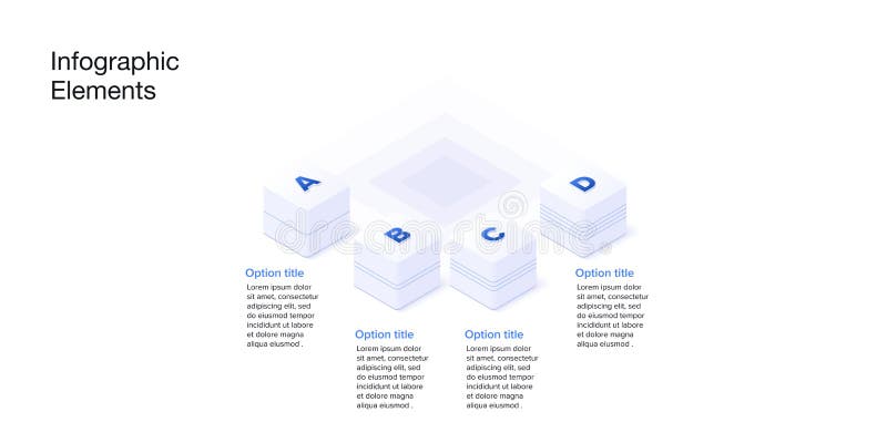 Business Process Chart Infographics with 4 Step Cubes. Cubic Corporate Workflow Graphic Elements ...