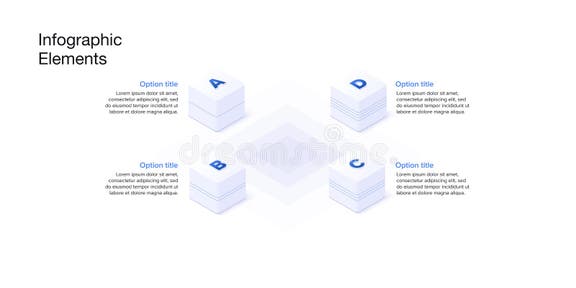 Business Process Chart Infographics with 4 Step Cubes. Cubic Corporate Workflow Graphic Elements ...